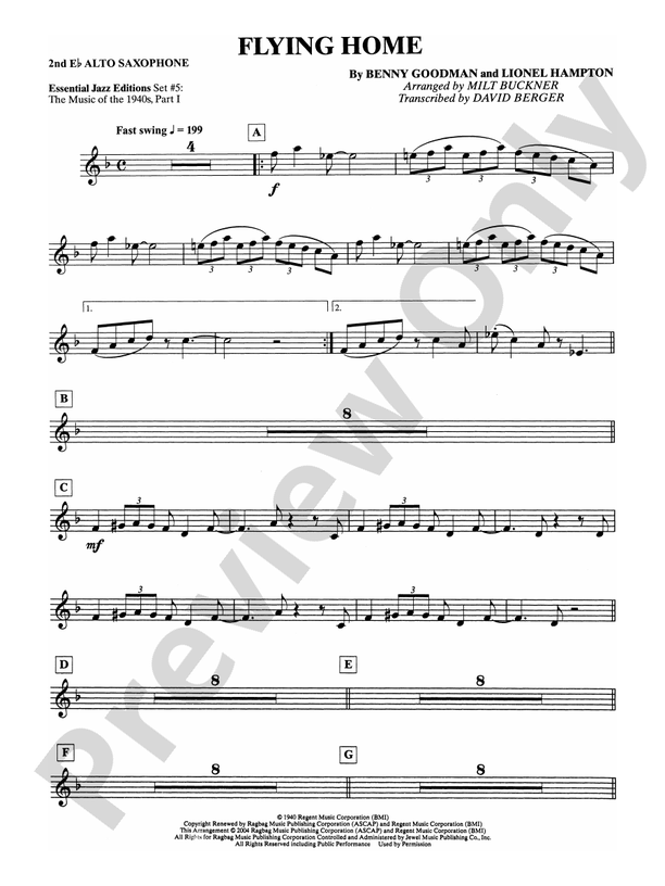 Flying Home: 2nd E-flat Alto Saxophone: 2nd E-flat Alto Saxophone Part - Digital Sheet Music ...