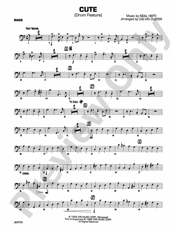 Cute: String Bass: String Bass Part - Digital Sheet Music Download