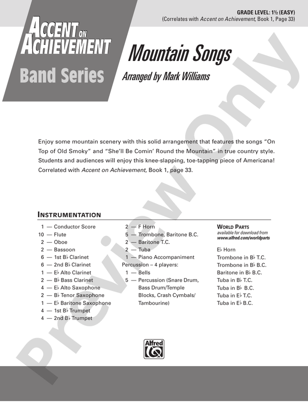 Mountain Songs: Score: Concert Band Score - Digital Sheet Music Download