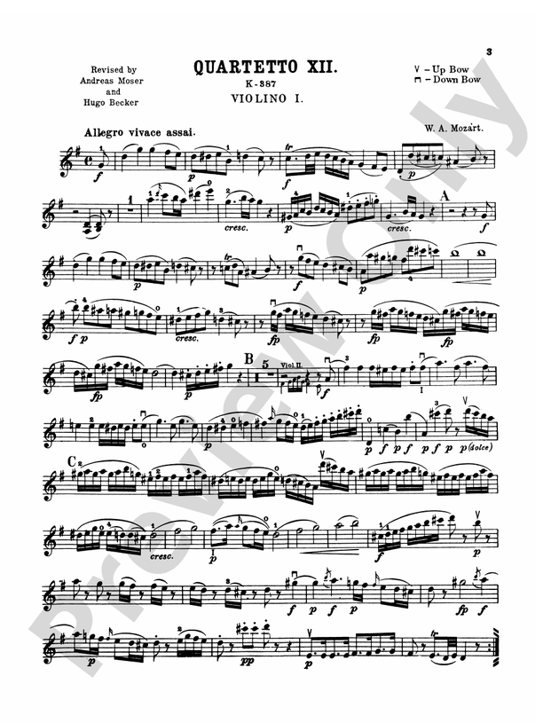 Ten Famous Quartets, K. 387, 421, 428, 458, 464, 465, 499, 575, 589 ...