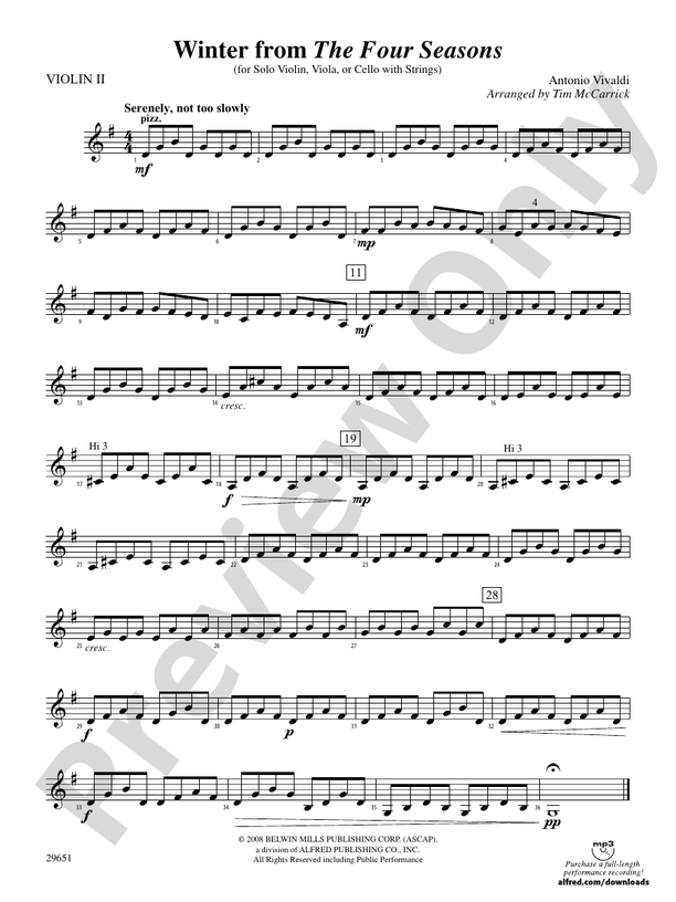 Winter from The Four Seasons: 2nd Violin: 2nd Violin Part - Digital ...