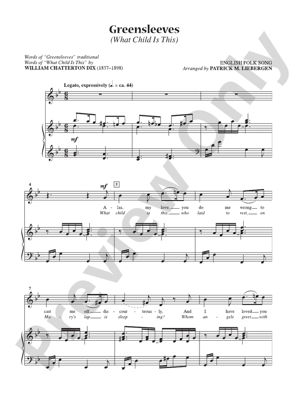 Greensleeves (What Child Is This) [High Voice]: Voice - Digital Sheet ...