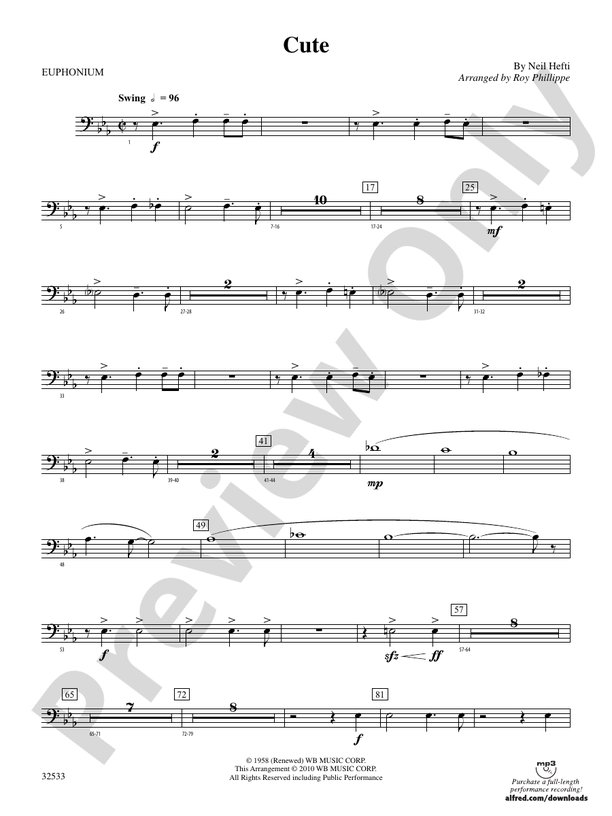 Cute: Baritone B.C.: Baritone B.C. Part - Digital Sheet Music Download