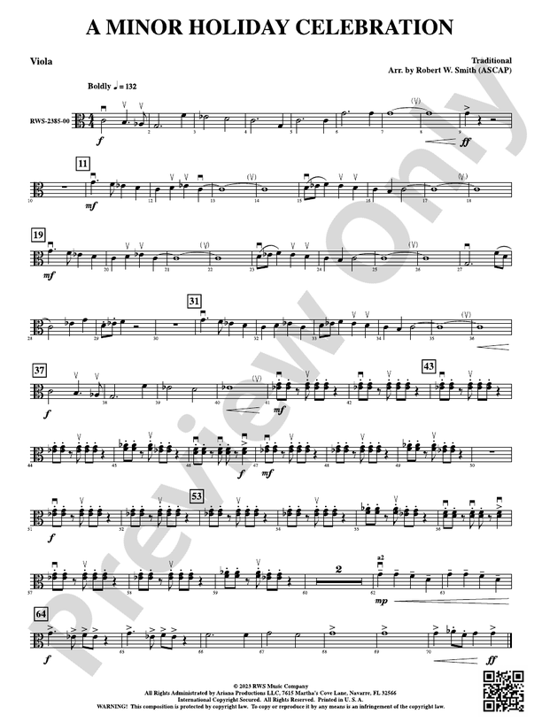 A Minor Holiday Celebration: Viola: Viola Part - Digital Sheet Music ...