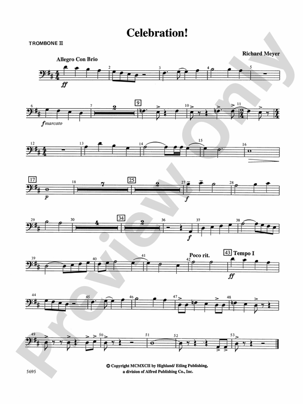 Celebration!: 2nd Trombone: 2nd Trombone Part - Digital Sheet Music Download