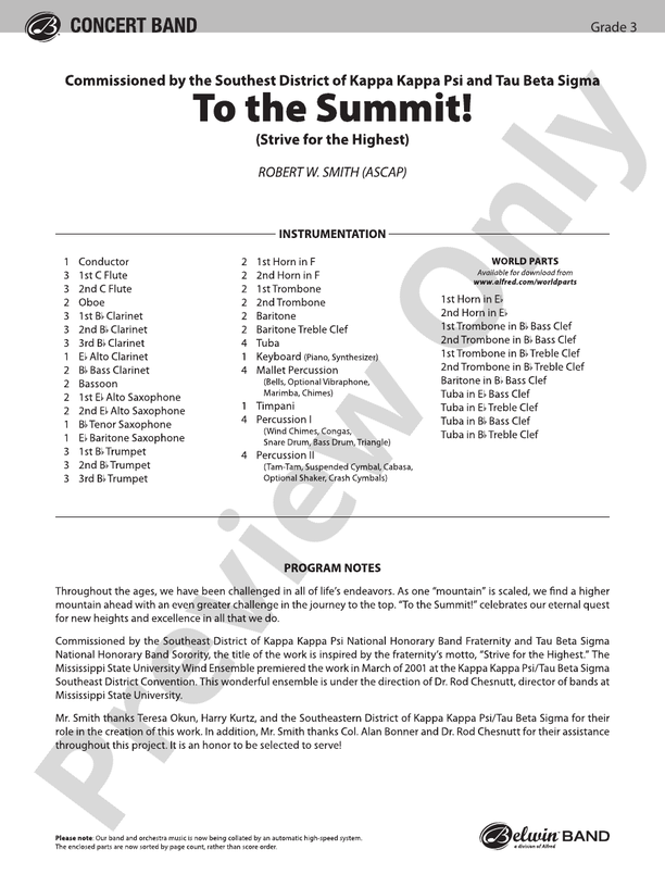 To the Summit! (Strive for the Highest): Score: Concert Band Score ...