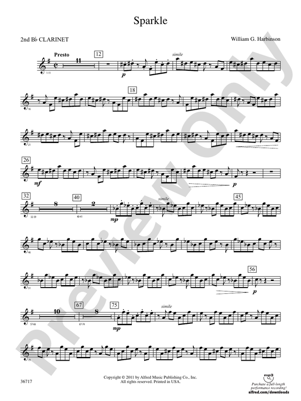 Sparkle: 2nd B-flat Clarinet: 2nd B-flat Clarinet Part - Digital Sheet ...