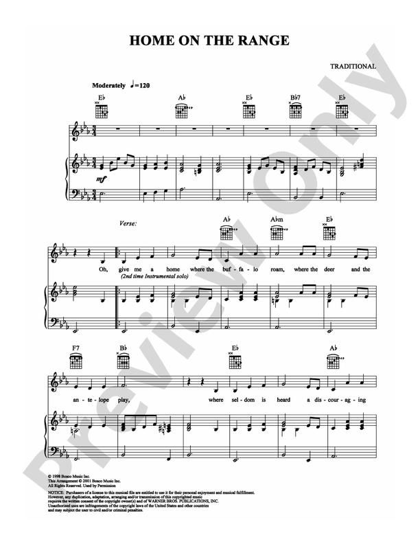 Home on the Range: Piano/Vocal/Chords: Traditional - Digital Sheet ...
