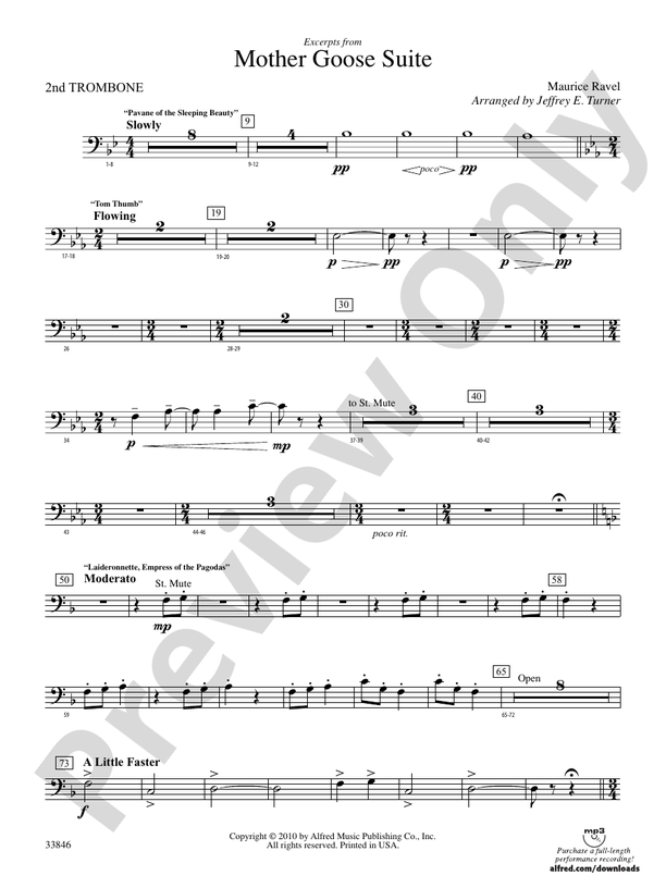Mother Goose Suite: 2nd Trombone: 2nd Trombone Part - Digital Sheet ...