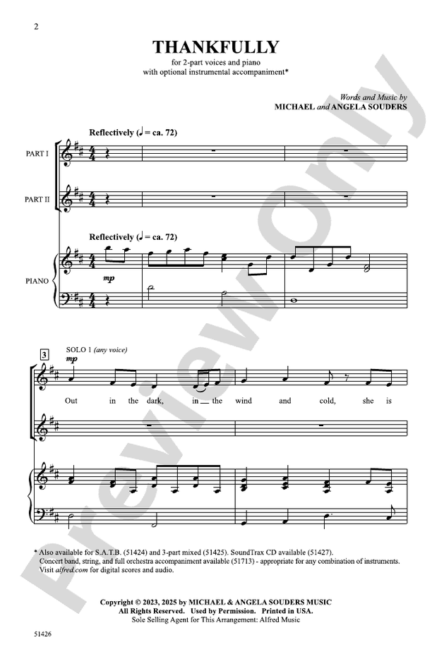 Thankfully: 2-Part Choral Octavo: Michael Souders - Digital Sheet Music ...