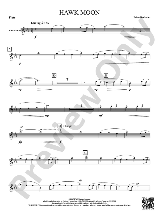 Hawk Moon: 1st Flute: 1st Flute Part: Brian Bankston - Digital Sheet Music Download