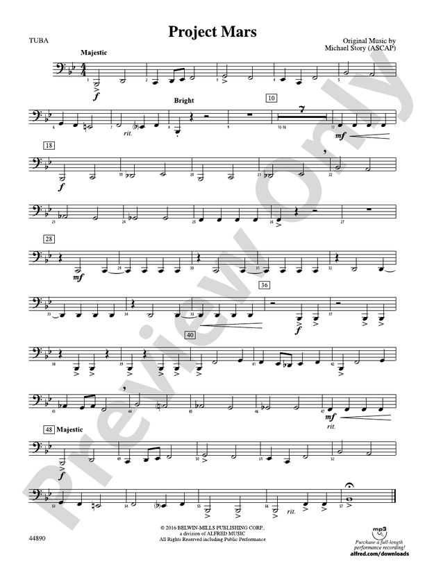 Project Mars: Tuba: Tuba Part - Digital Sheet Music Download