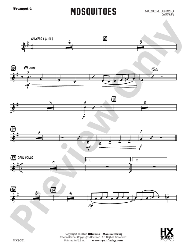 Mosquitoes: Trumpet 4: Trumpet 4 Part: Monika Herzig - Digital Sheet ...