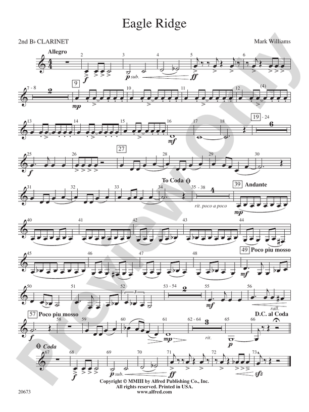 Eagle Ridge: 2nd B-flat Clarinet: 2nd B-flat Clarinet Part - Digital ...