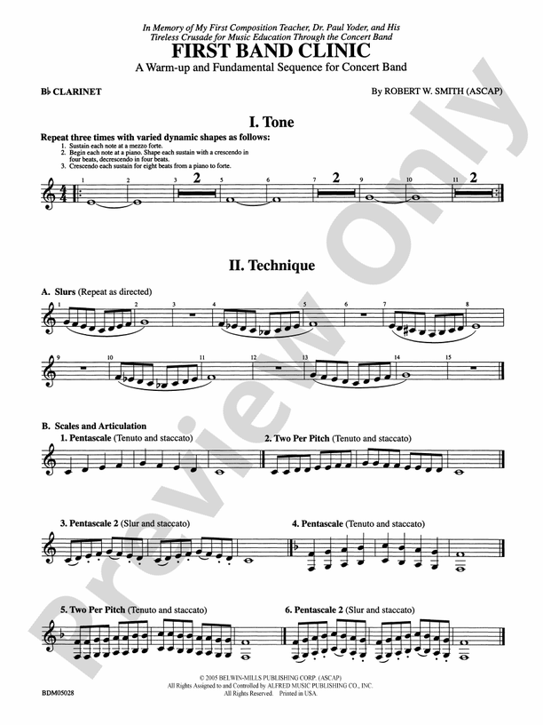 First Band Clinic (A Warm-Up and Fundamental Sequence for Concert Band): 1st B-flat Clarinet ...