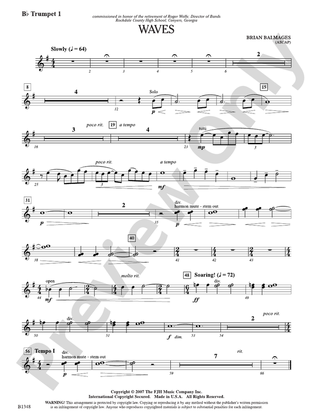 Waves: B-flat Trumpet 1: B-flat Trumpet 1 Part: Brian Balmages ...