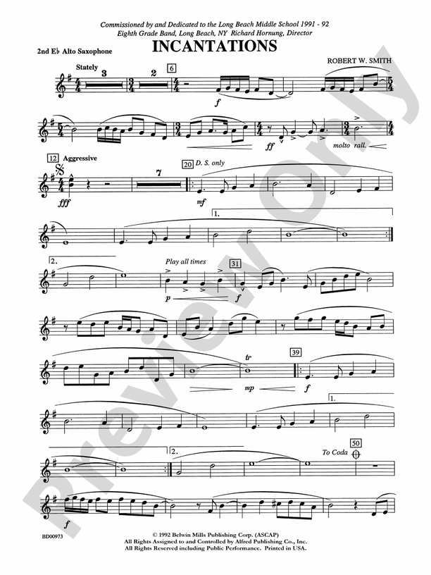 Incantations: 2nd E-flat Alto Saxophone: 2nd E-flat Alto Saxophone Part - Digital Sheet Music ...