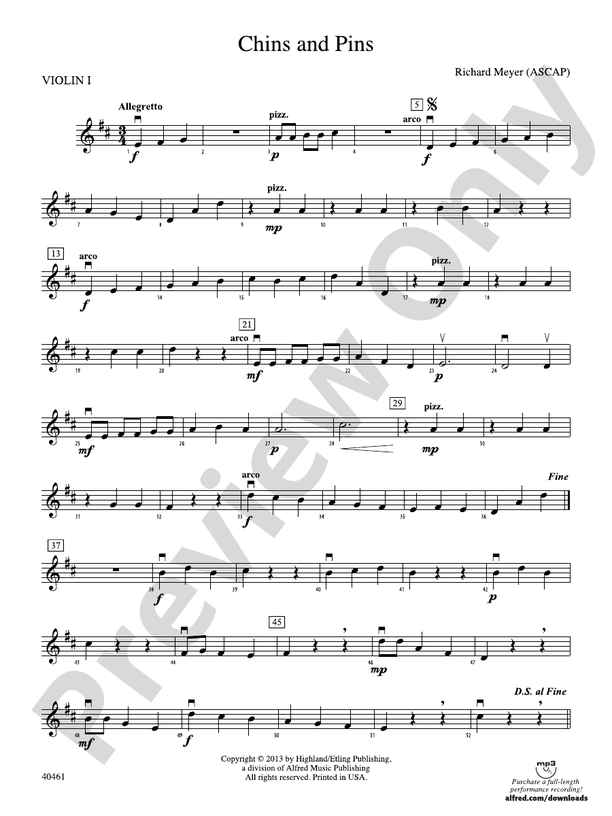Chins and Pins: 1st Violin: 1st Violin Part - Digital Sheet Music Download