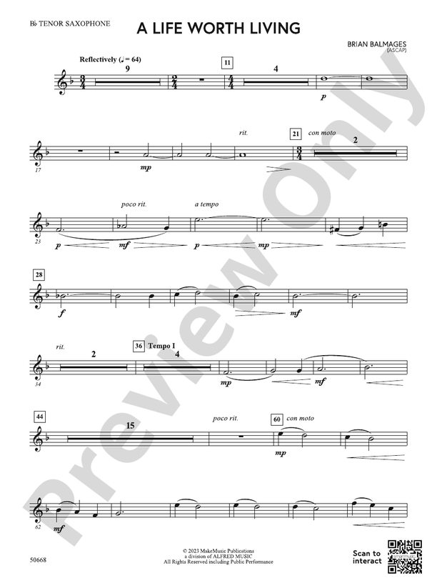 A Life Worth Living: B-flat Tenor Saxophone: B-flat Tenor Saxophone ...