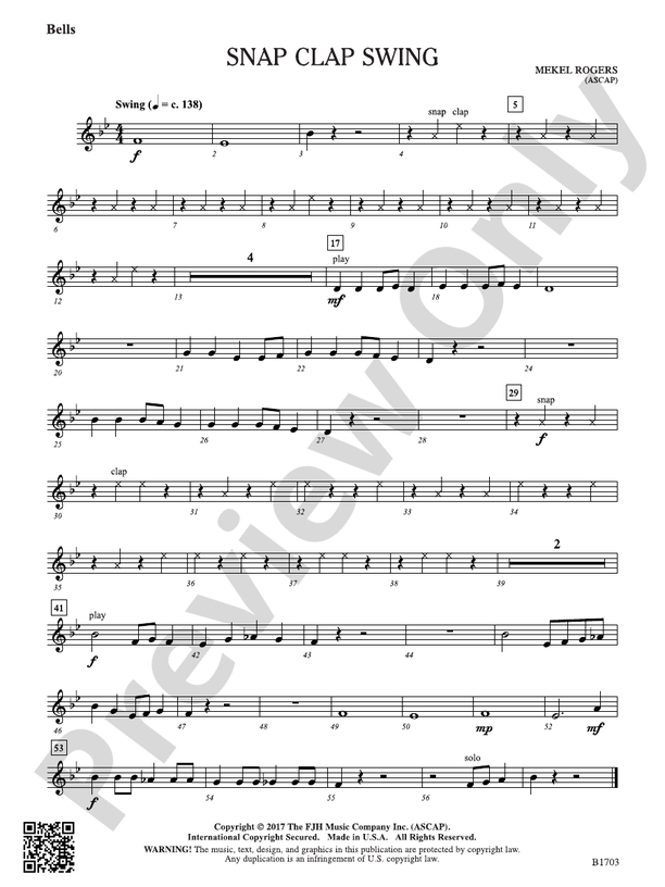 Snap Clap Swing: Bells: Bells Part: Mekel Rogers - Digital Sheet Music ...