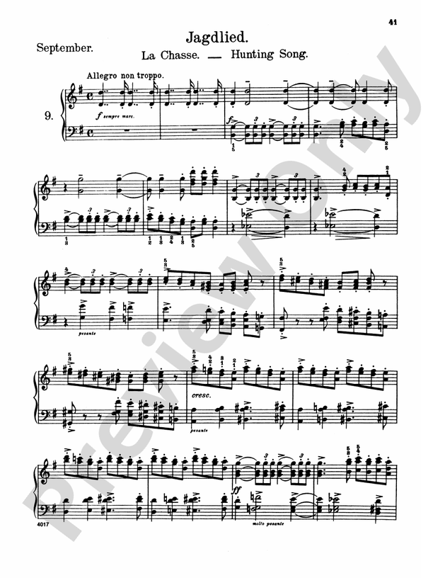 Tchaikovsky: The Seasons, Op. 37A: September-- Hunting Song Part - Digital Sheet Music Download