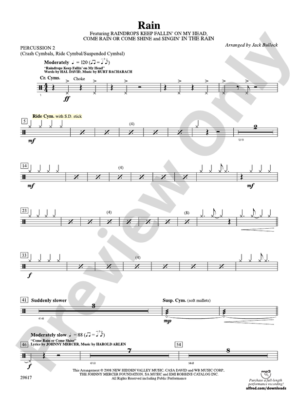 Rain: 2nd Percussion: 2nd Percussion Part - Digital Sheet Music Download