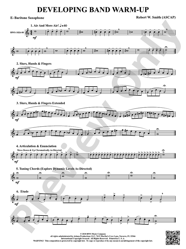 Developing Band Warm-Up: E-flat Baritone Saxophone: E-flat Baritone ...