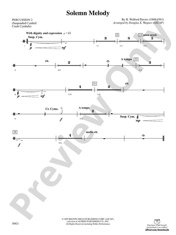 Solemn Melody: 2nd Percussion: 2nd Percussion Part - Digital Sheet ...