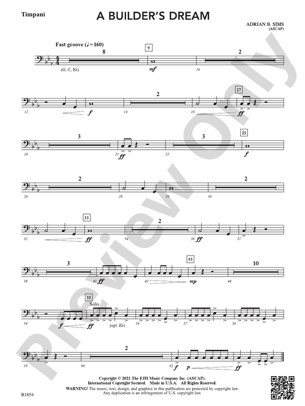 A Builder's Dream: Timpani: Timpani Part: Adrian B. Sims - Digital ...