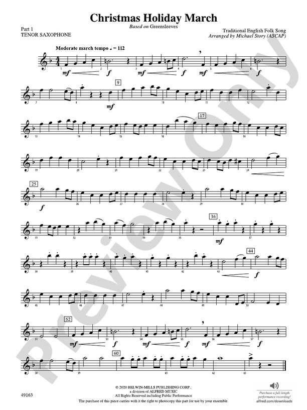 Christmas Holiday March: Part 1 - Tenor Saxophone: Part 1 - Tenor ...