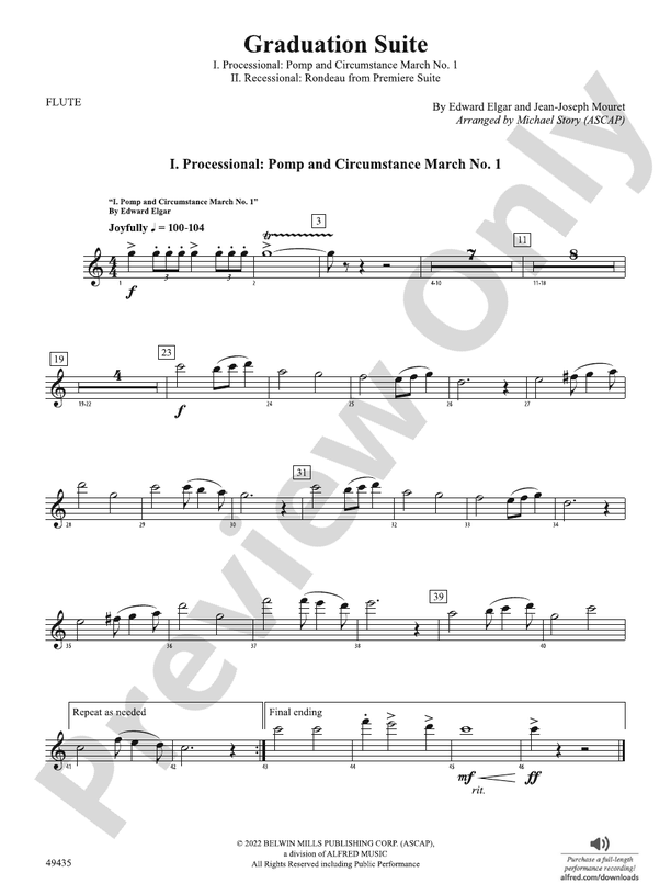 Graduation Suite: Flute: Flute Part - Digital Sheet Music Download