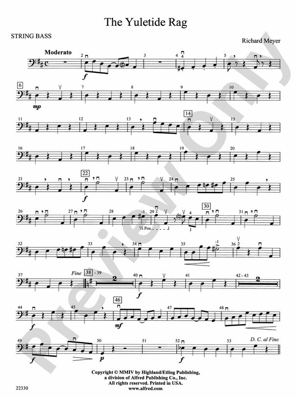 The Yuletide Rag: String Bass: String Bass Part - Digital Sheet Music ...