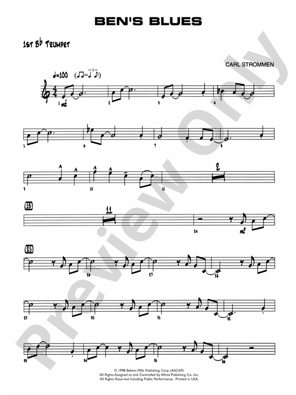 Ben's Blues: 1st B-flat Trumpet: 1st B-flat Trumpet Part - Digital ...