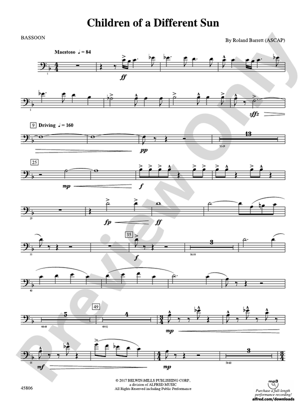 Children of a Different Sun: Bassoon: Bassoon Part - Digital Sheet ...