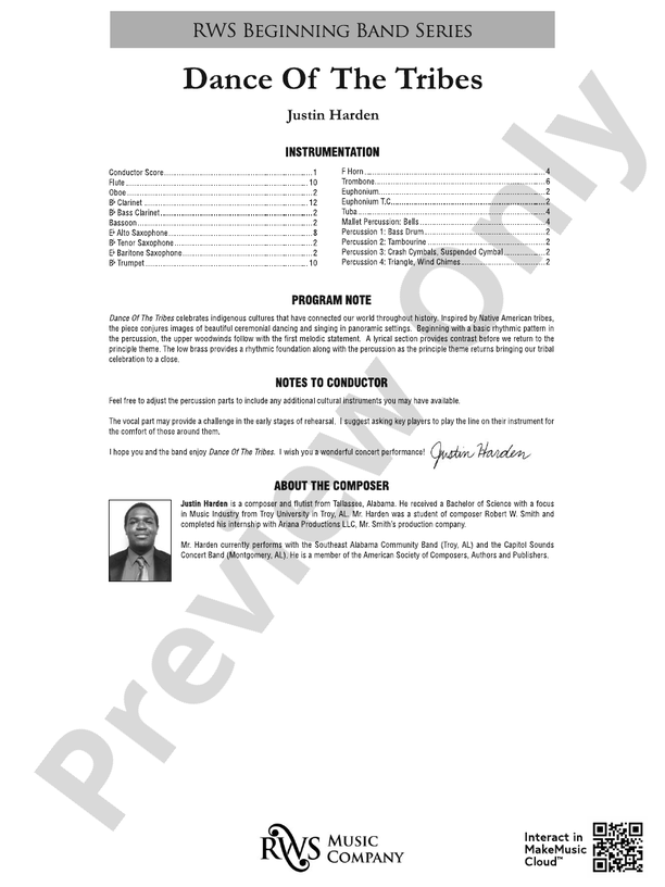 Dance of the Tribes: Score: Concert Band Score: Justin Harden - Digital ...