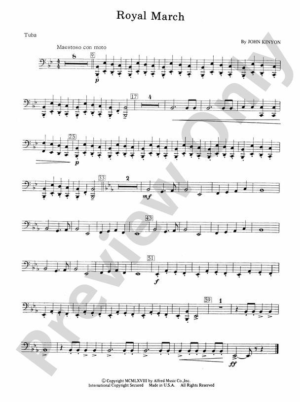 Royal March: Tuba: Tuba Part - Digital Sheet Music Download