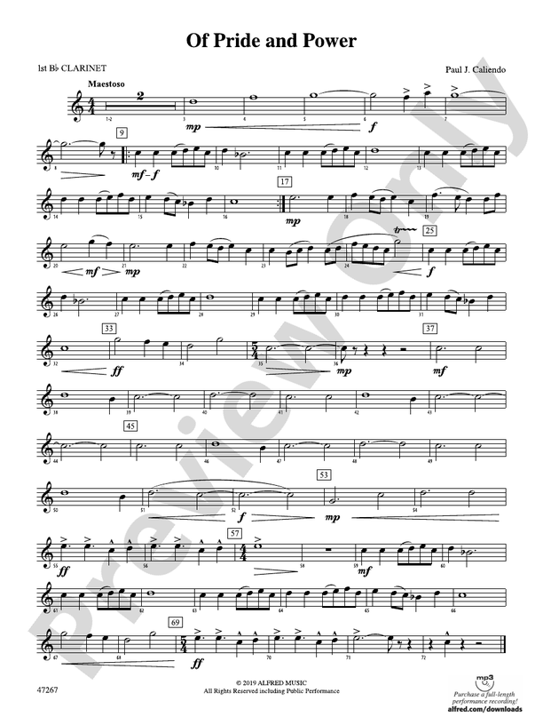 Of Pride and Power: 1st B-flat Clarinet: 1st B-flat Clarinet Part - Digital Sheet Music Download