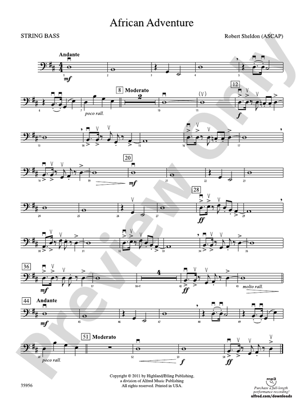 African Adventure: String Bass: String Bass Part - Digital Sheet Music ...