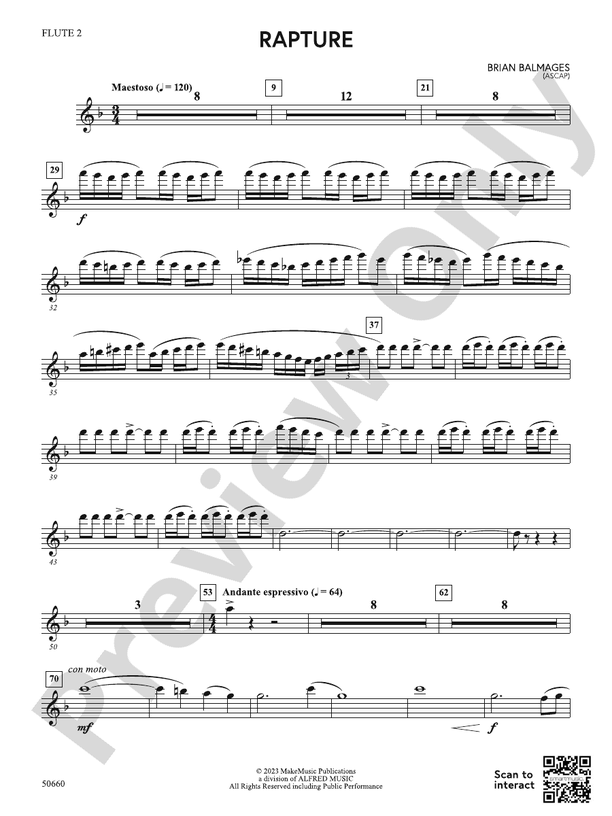 Rapture: 2nd Flute: 2nd Flute Part - Digital Sheet Music Download