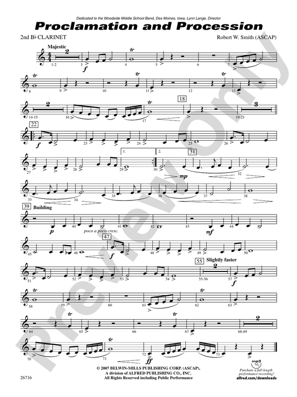 Proclamation and Procession: 2nd B-flat Clarinet: 2nd B-flat Clarinet ...