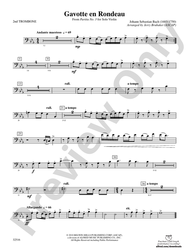 Gavotte en Rondeau: 2nd Trombone: 2nd Trombone Part - Digital Sheet Music Download