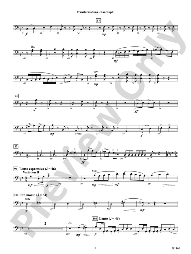 Transformations (DADE Variations): Baritone/Euphonium: Baritone/Euphonium Part: Robert Longfield ...