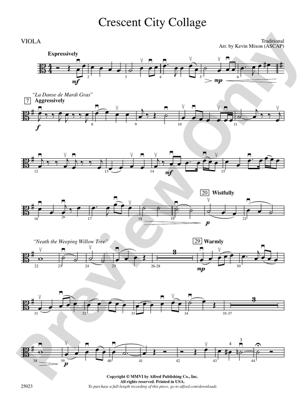 Crescent City Collage: Viola: Viola Part - Digital Sheet Music Download