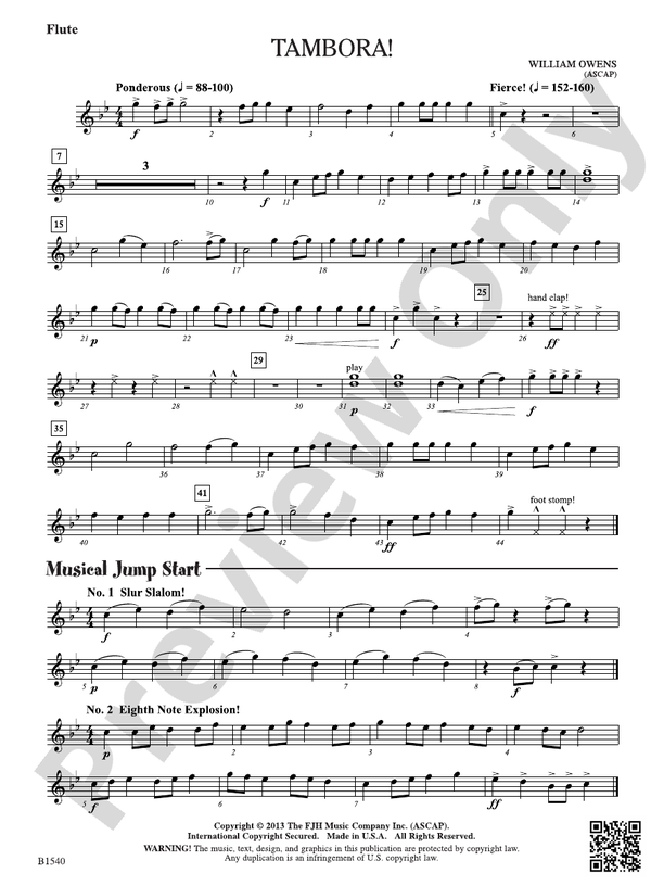 Tambora!: Flute: Flute Part: William Owens - Digital Sheet Music Download