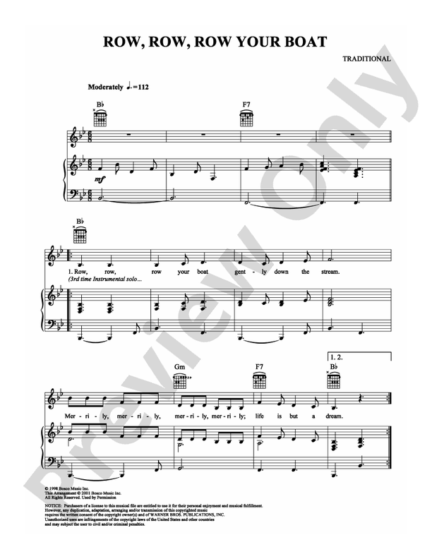Row, Row, Row Your Boat: Piano/Vocal/Chords: Traditional - Digital ...