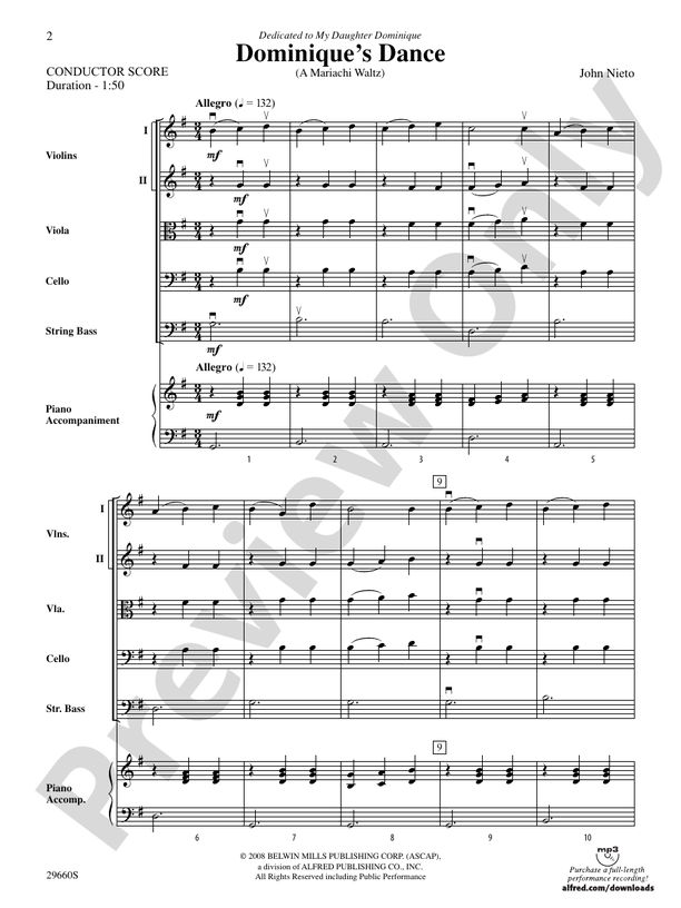 Dominique's Dance: String Orchestra Conductor Score & Parts: Mark Bjork ...
