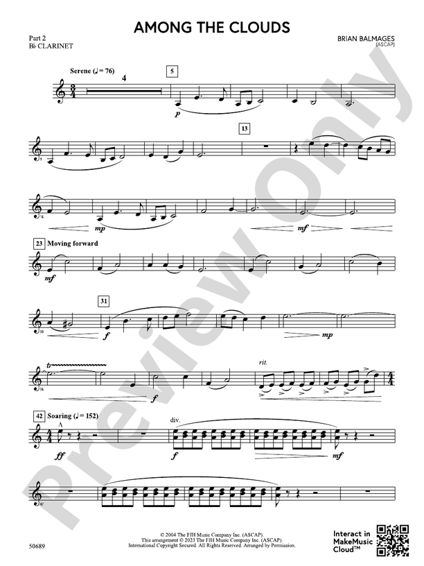 Among the Clouds: Part 2 - B-flat Clarinet: Part 2 - B-flat Clarinet Part - Digital Sheet Music ...