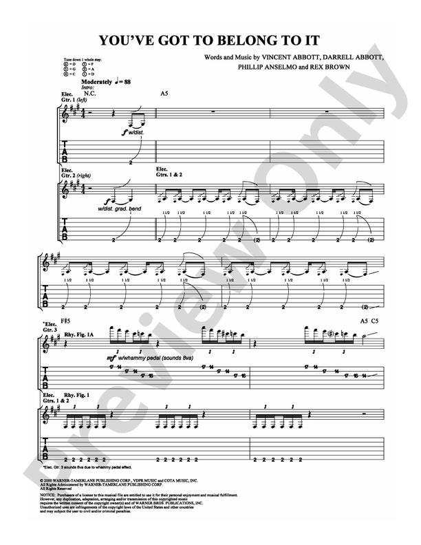 You've Got To Belong To It: Guitar TAB: Pantera - Digital Sheet Music ...