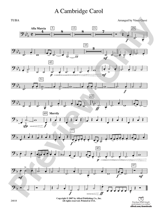 A Cambridge Carol: Tuba: Tuba Part - Digital Sheet Music Download