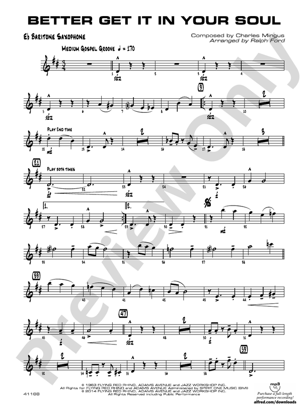 Better Get It in Your Soul: E-flat Baritone Saxophone: E-flat Baritone Saxophone Part - Digital ...